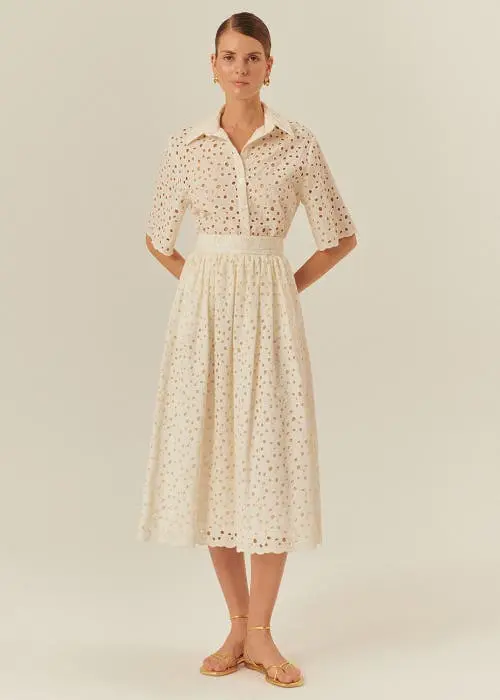 EXQUISE Paisley Cotton Midi Skirt