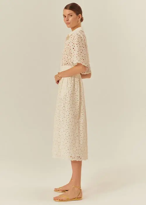 EXQUISE Paisley Cotton Midi Skirt