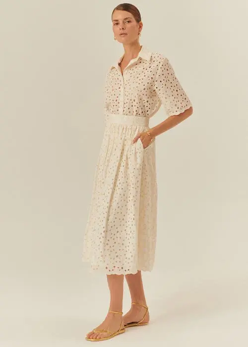 EXQUISE Paisley Cotton Midi Skirt