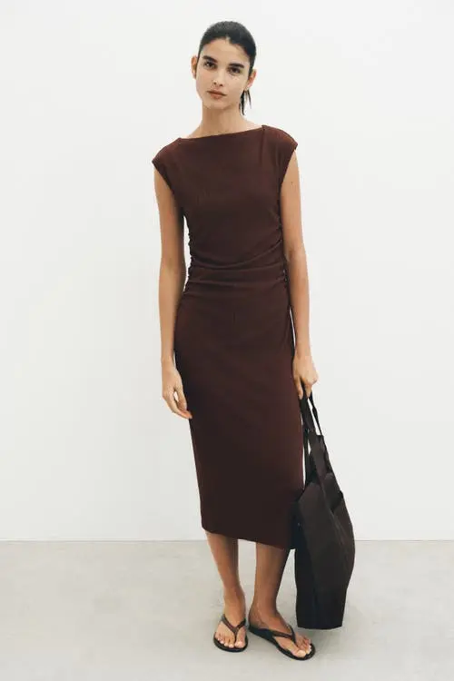 H&m Cap-sleeved Crinkled Dress