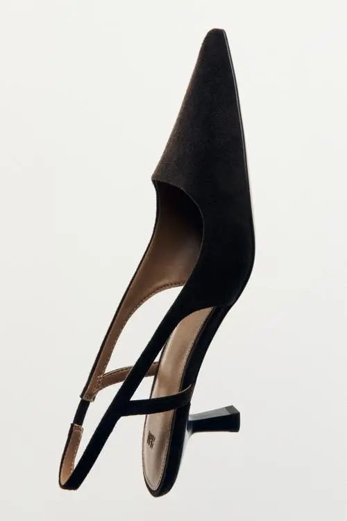 H&m Kitten-heeled Slingbacks - Dark Brown