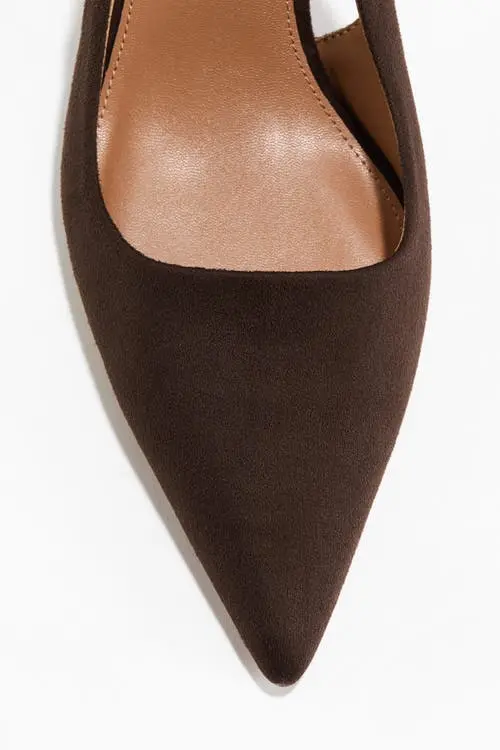 H&m Kitten-heeled Slingbacks - Dark Brown