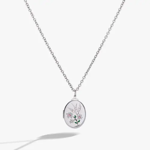 ALEX AND ANI Birds Of A Feather Locket Pendant Necklace - Silver