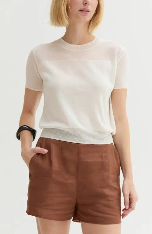CRESCENT Short Sleeve Sheer Knit Top