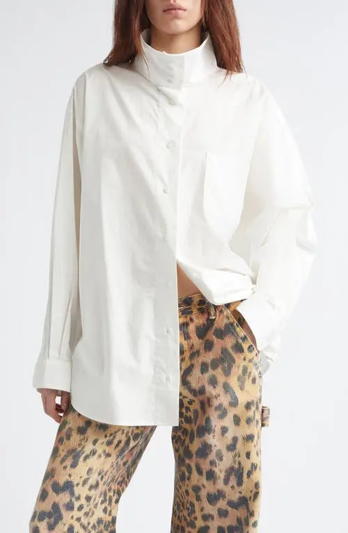 R13 Stand Collar Boyfriend Button-up Shirt