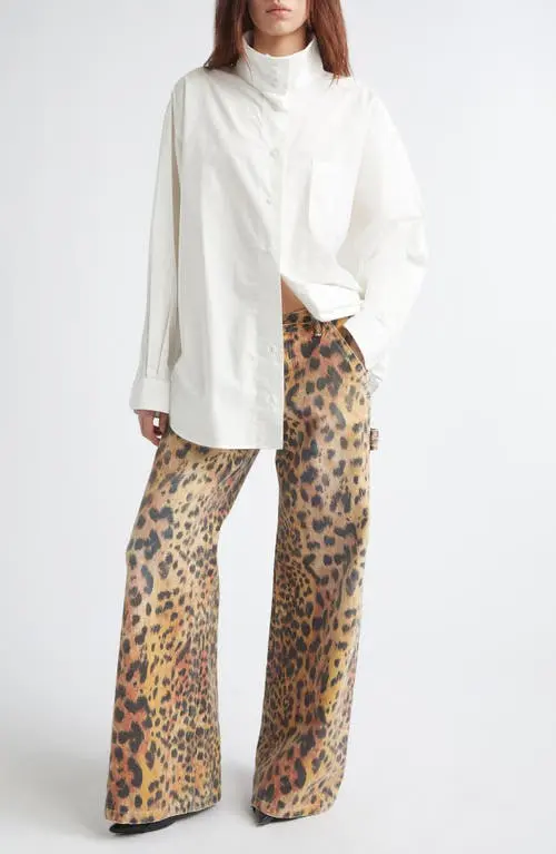 R13 Stand Collar Boyfriend Button-up Shirt