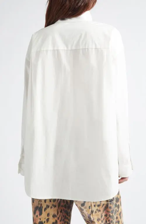 R13 Stand Collar Boyfriend Button-up Shirt