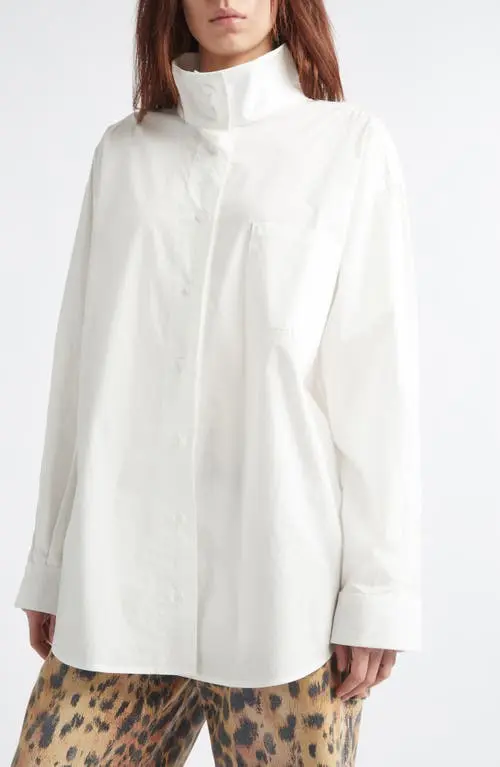 R13 Stand Collar Boyfriend Button-up Shirt