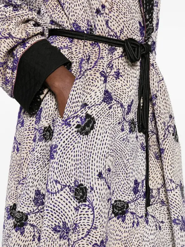 FORTE_FORTE Floral Print Long Coat With Shawl Lapels - Multicolor