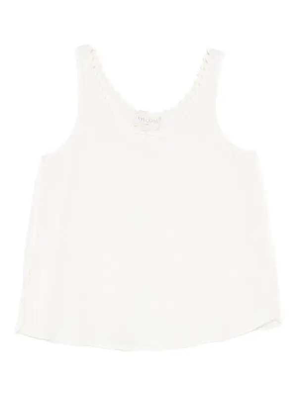 FORTE_FORTE Linen Sleeveless Top With Scalloped Trim - Multicolor