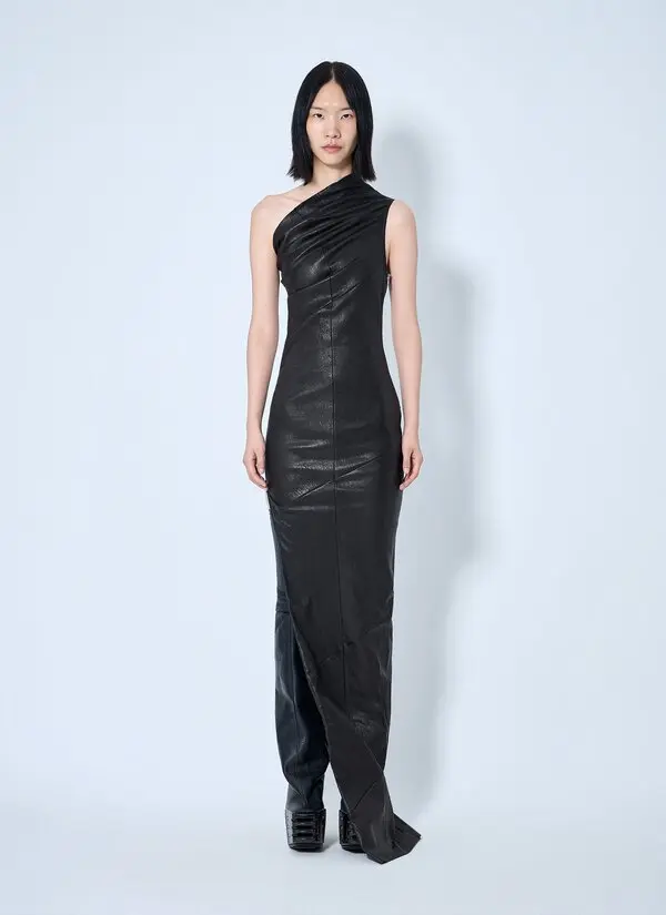 Rick Owens Athena Gown Asymmetrical One-shoulder Maxi Dress - Black