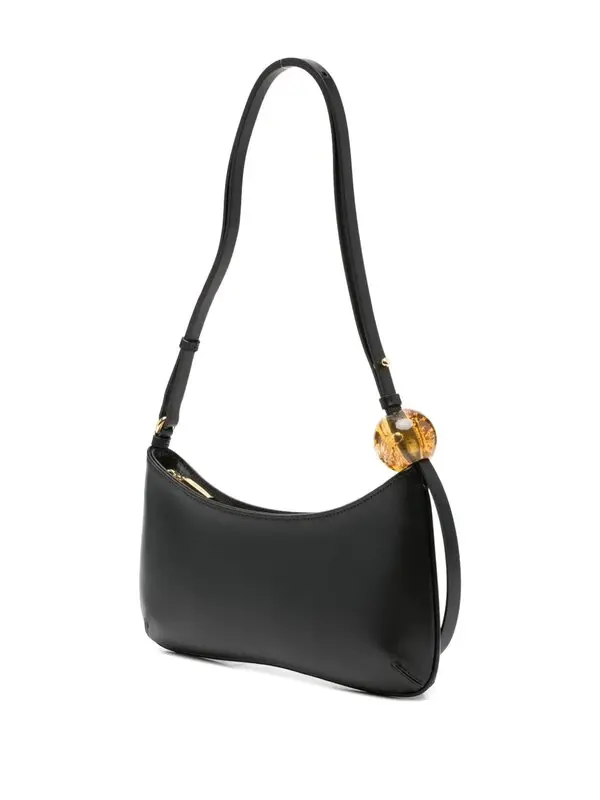 Jacquemus Le Bisou Perle Shoulder Bag In Croc-embossed Leather - Black