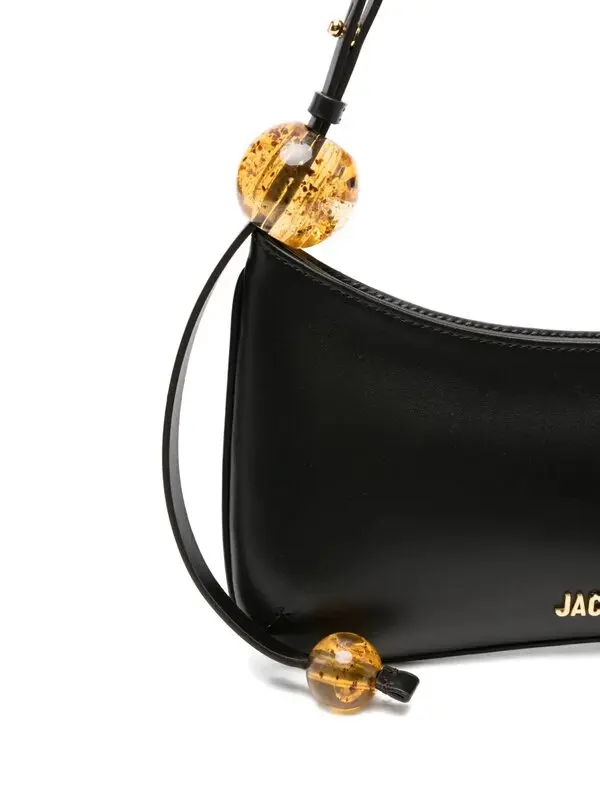 Jacquemus Le Bisou Perle Shoulder Bag In Croc-embossed Leather - Black