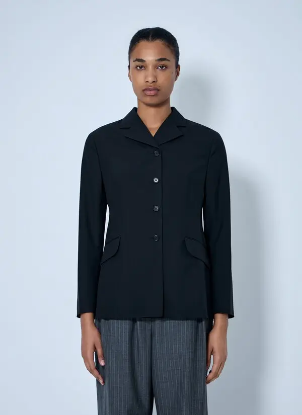 JIL SANDER Tailored Wool Blend Blazer - Black