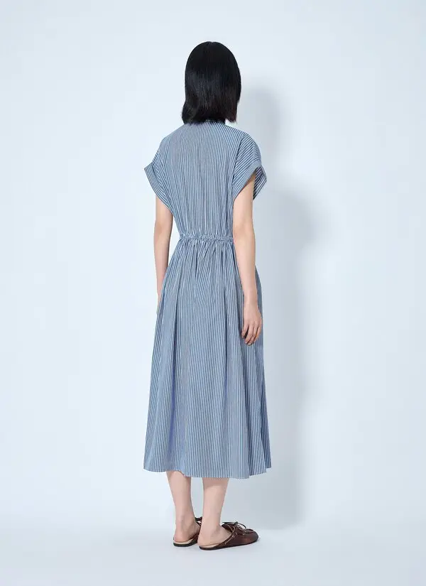 Miu Miu Vertical Stripe Poplin Midi Dress