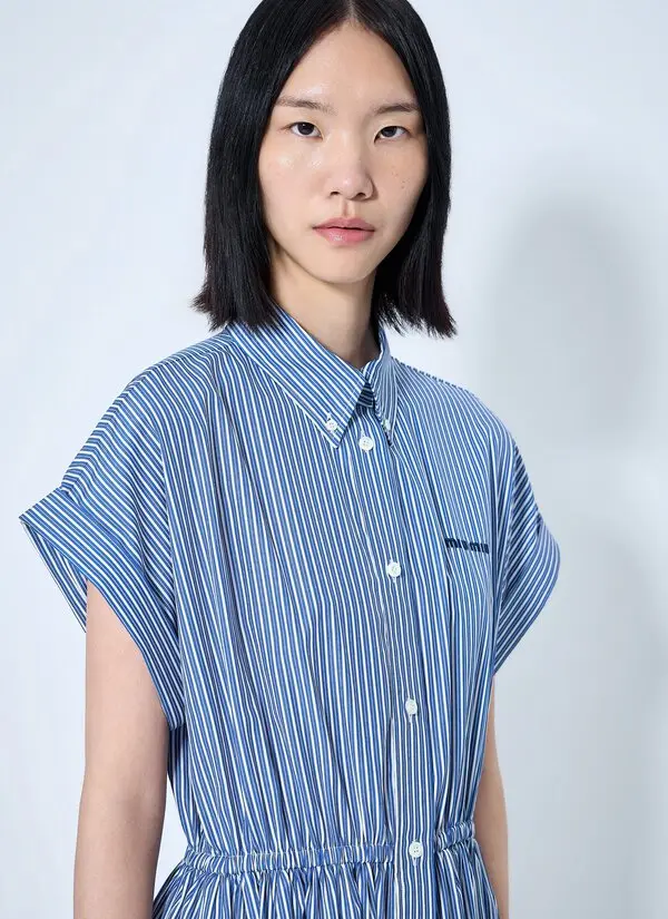 Miu Miu Vertical Stripe Poplin Midi Dress