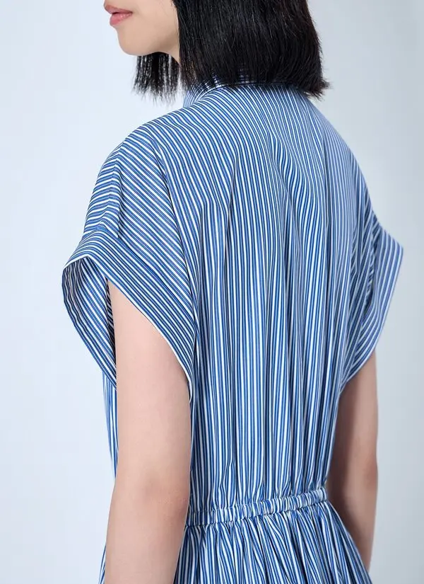 Miu Miu Vertical Stripe Poplin Midi Dress