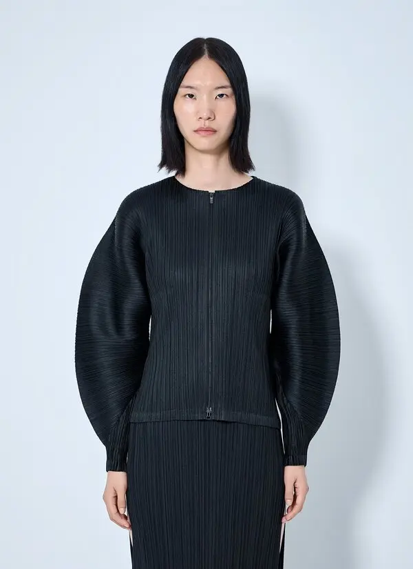 Issey Miyake Pleated Zip-up Top