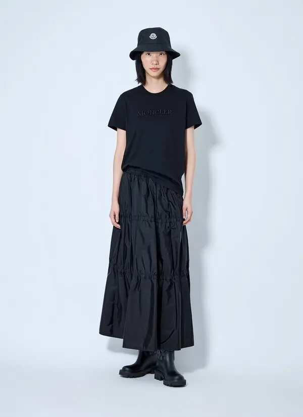 Moncler Logo Embroidered Cotton T-shirt - Black