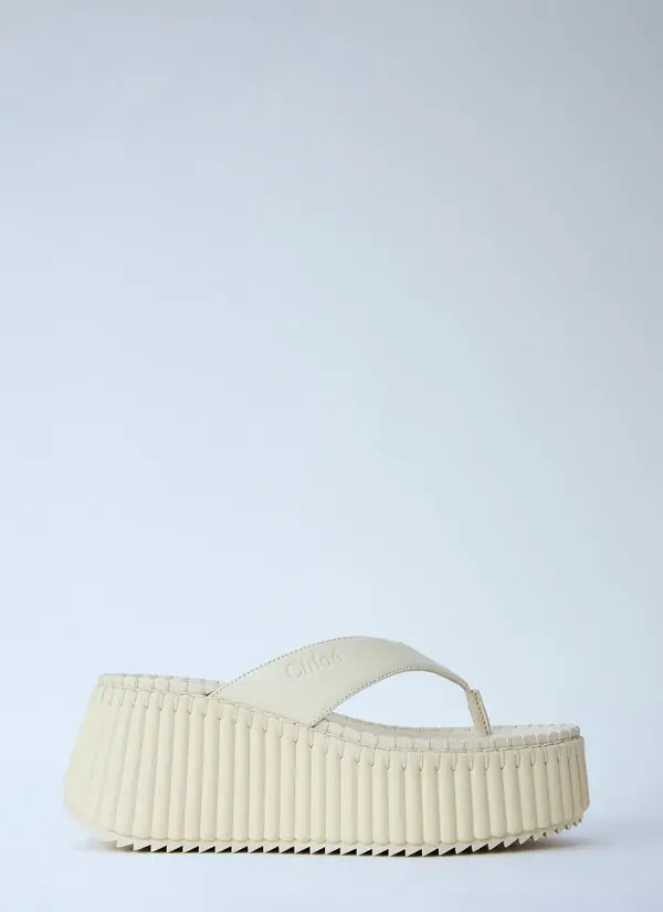 Chloé Nama Wedge Sandals With Platform Sole - White