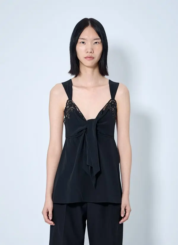 Chloé Lace-trimmed Silk Crêpe Camisole - Black