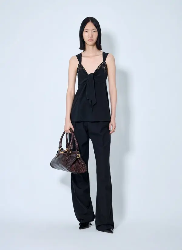 Chloé Lace-trimmed Silk Crêpe Camisole - Black