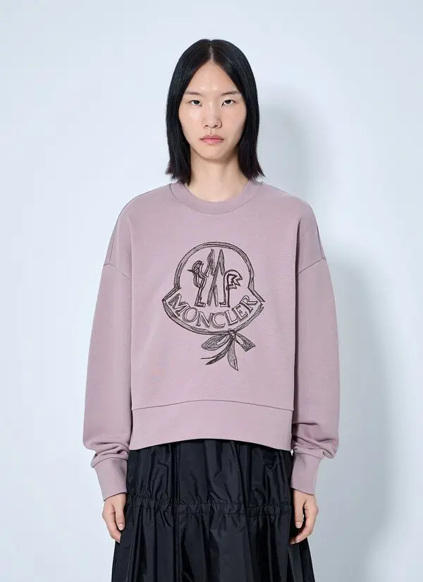 Moncler Logo Embroidered Cotton Sweatshirt - Multicolor