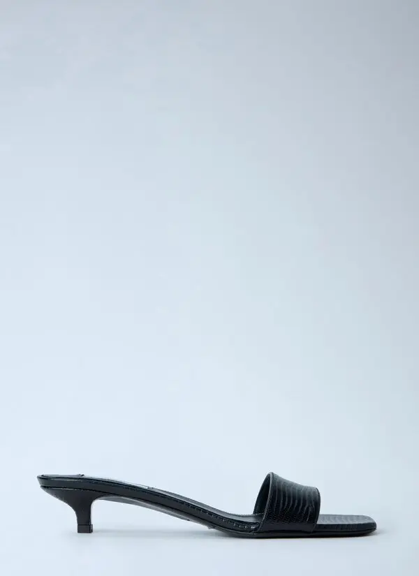 TOTEME Slim Lizard-embossed Open Toe Sandals - Black