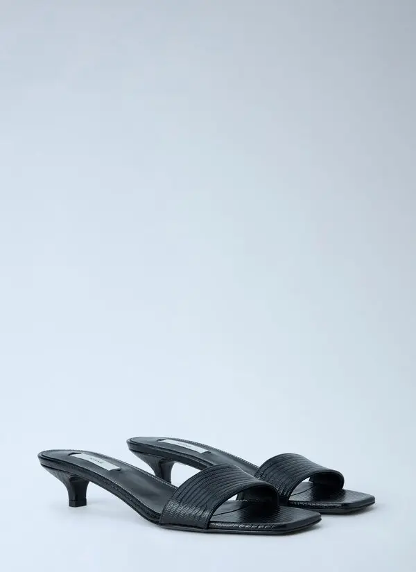 TOTEME Slim Lizard-embossed Open Toe Sandals - Black