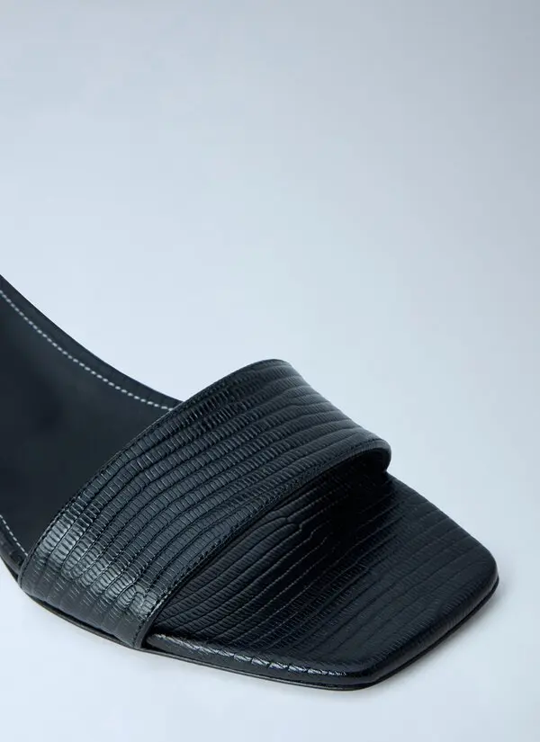 TOTEME Slim Lizard-embossed Open Toe Sandals - Black