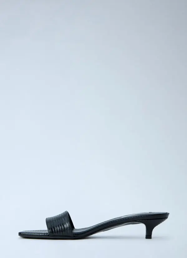 TOTEME Slim Lizard-embossed Open Toe Sandals - Black