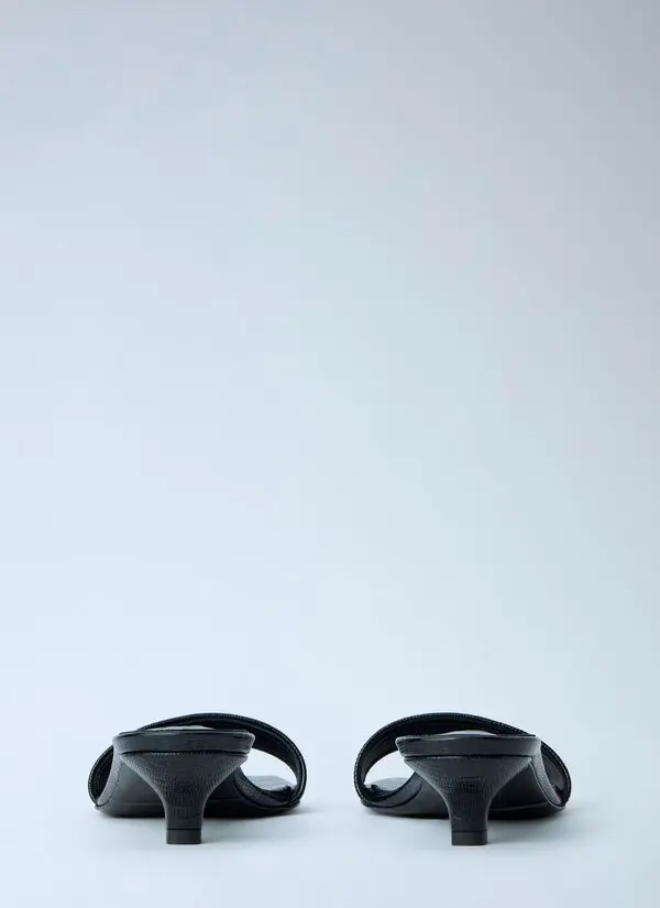 TOTEME Slim Lizard-embossed Open Toe Sandals - Black