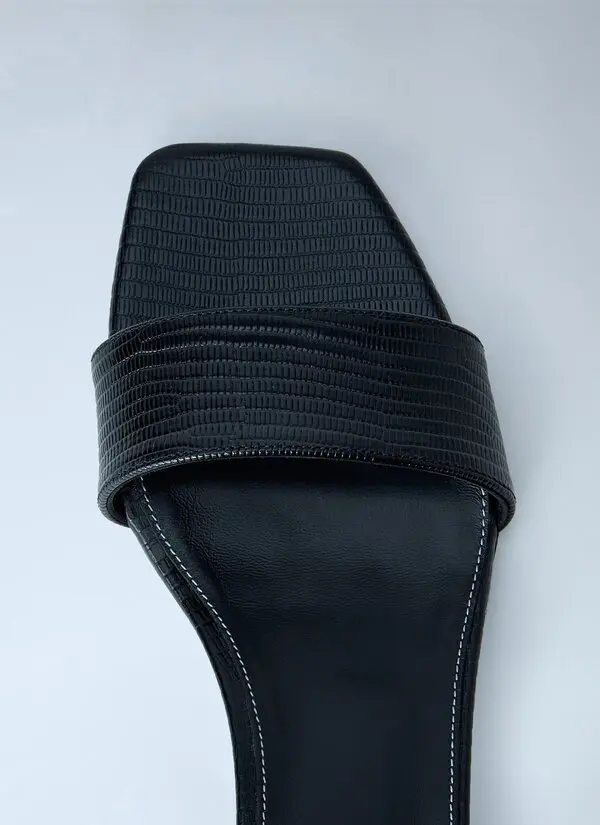 TOTEME Slim Lizard-embossed Open Toe Sandals - Black