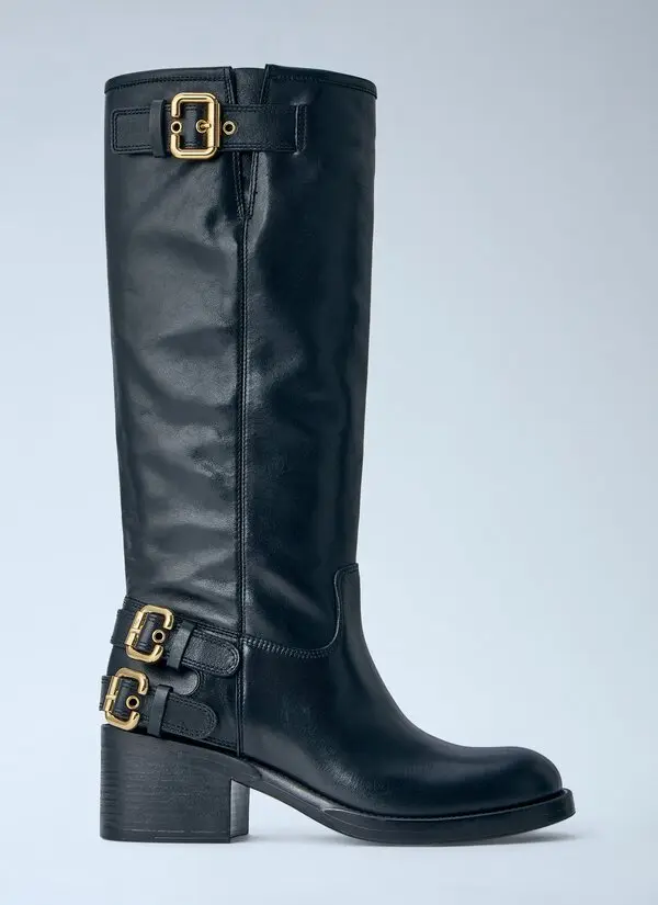 Chloé Dakota Knee-high Leather Boots With Buckle Detailing