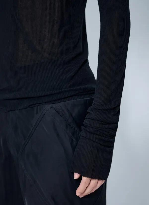 Rick Owens Long Sleeve Hooded Fine Knit Top