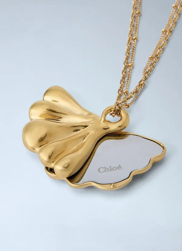 Chloé Dual Chain Shell Pendant Necklace - Gold