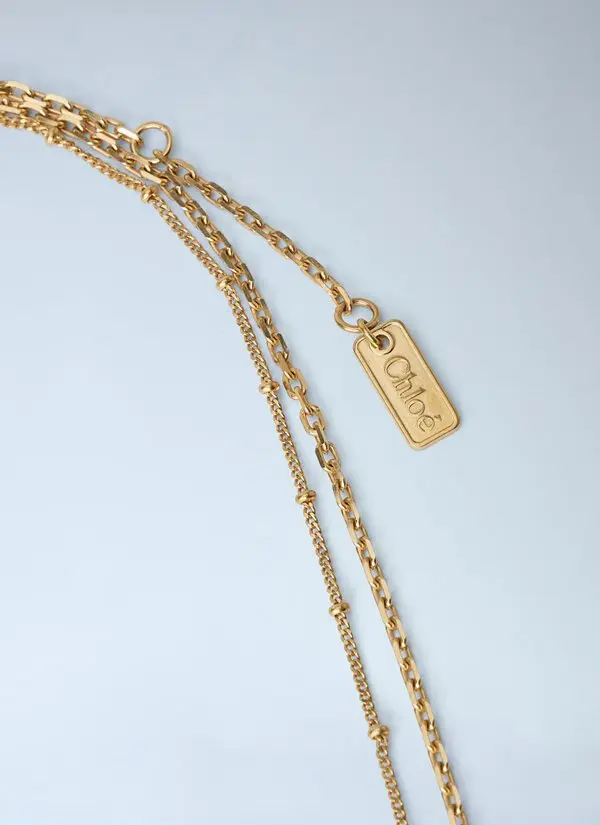 Chloé Dual Chain Shell Pendant Necklace - Gold