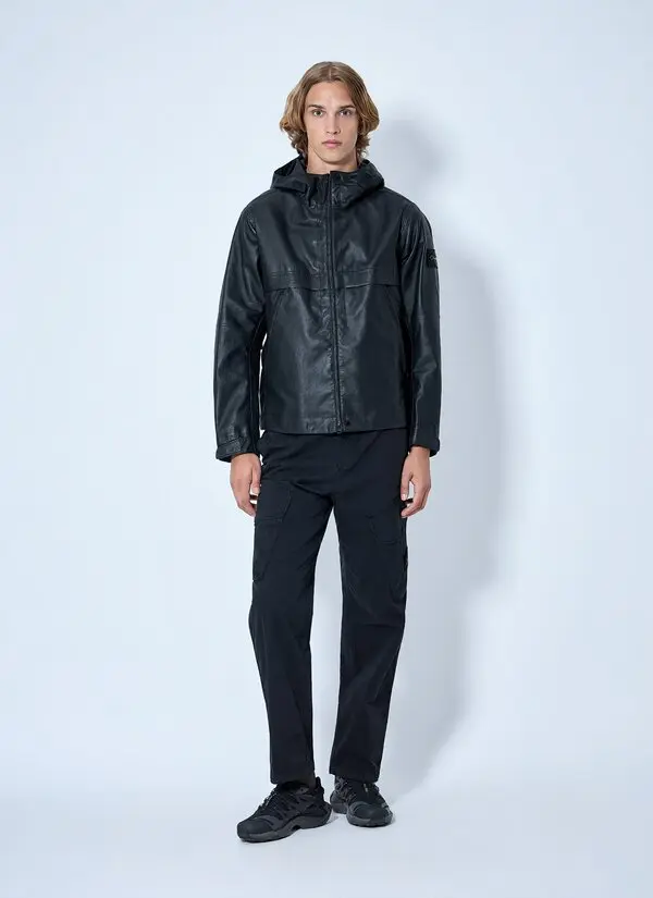 Stone Island Hooded Leather Jacket