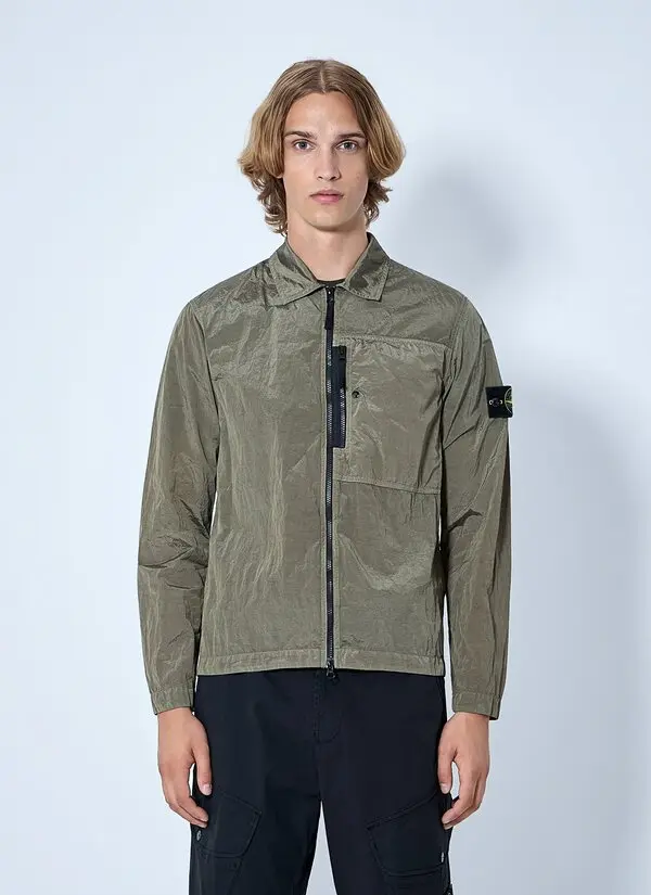 Stone Island Technical Nylon Zip-up Jacket - Green