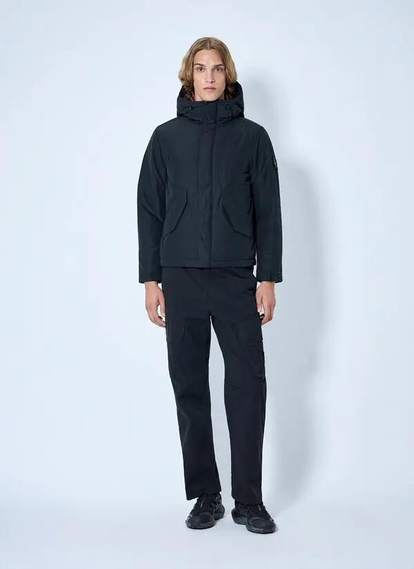 Stone Island Hooded Jacket With Patch Detail - Blue