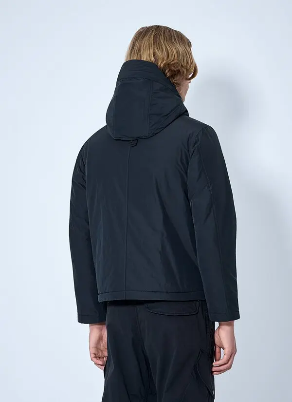 Stone Island Hooded Jacket With Patch Detail - Blue