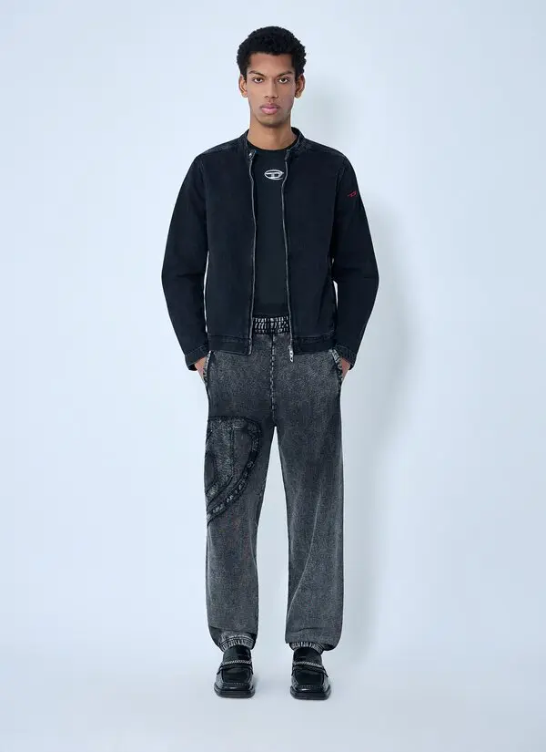 DIESEL® D-glory Denim Jacket With Stand Collar - Black