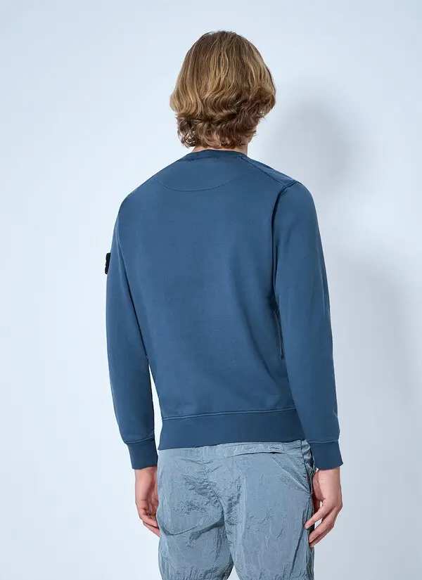 Stone Island Crewneck Sweatshirt With Sleeve Patch - Blue