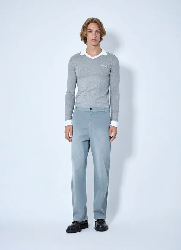 Miu Miu Steel Garment-dyed Twill Tailored Trousers - Gray