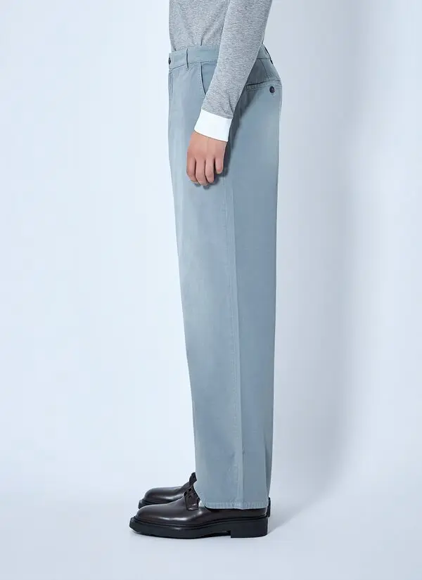 Miu Miu Steel Garment-dyed Twill Tailored Trousers - Gray