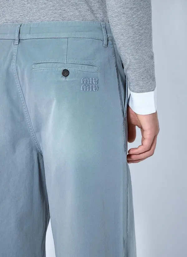 Miu Miu Steel Garment-dyed Twill Tailored Trousers - Gray