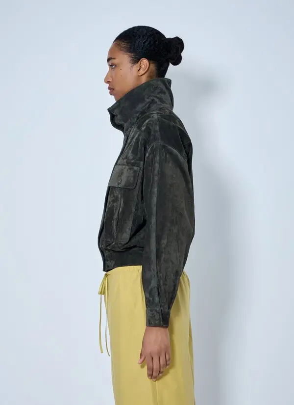Saint Laurent High Collar Suede Jacket