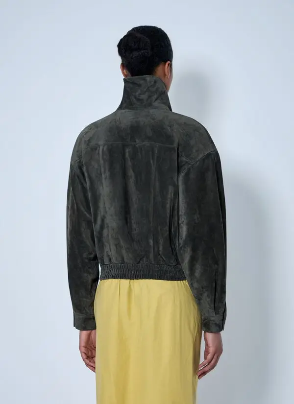 Saint Laurent High Collar Suede Jacket