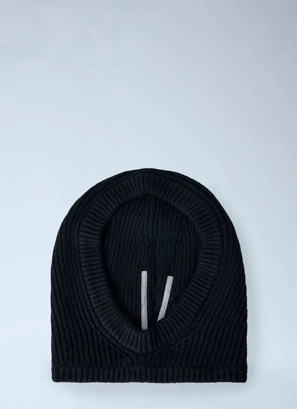 Rick Owens Ribbed Knit Tower Hood - Black
