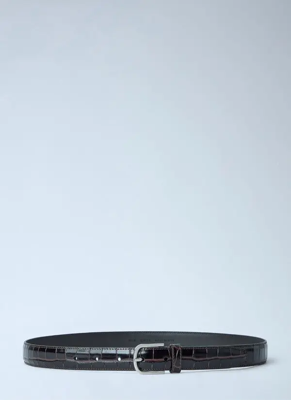 TOTEME Slim Croc-embossed Leather Belt - Black